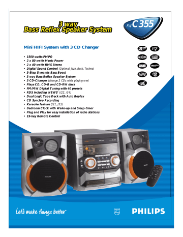 Philips FW-C355/22 Mini Audio System Product Datasheet | Manualzz