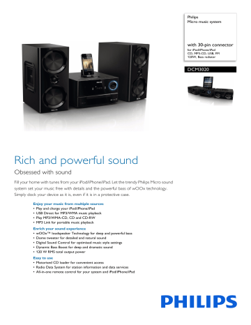 Philips DCM3020/05 Micro music system Product Datasheet | Manualzz