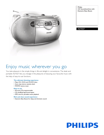 Philips AZ1027/05 CD Soundmachine Product Datasheet | Manualzz