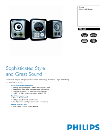 Philips MC-320/25 Micro Hi-Fi System Product Datasheet | Manualzz