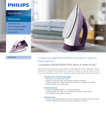 Philips DST5030/30 5000 Series Ferro da stiro Scheda tecnica del ...