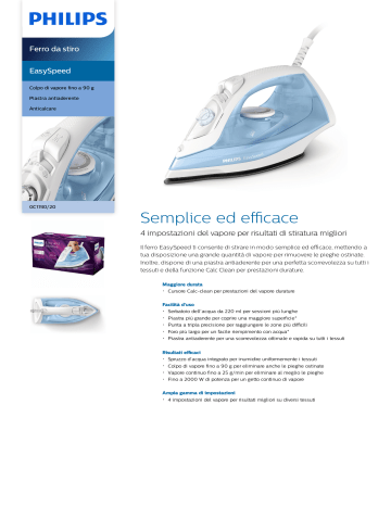 Philips GC1740/20 Ferro da stiro Scheda tecnica del prodotto | Manualzz