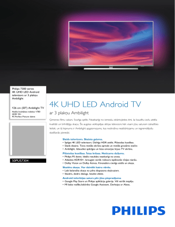 Philips 50PUS7304/12 7300 series 4K UHD LED Android TV Produktu datu ...