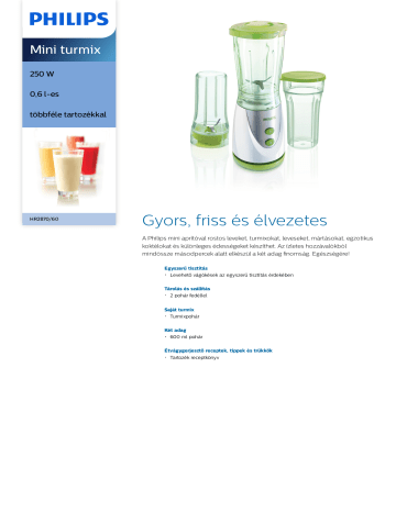 Philips HR2870/60 Mini turmix Product Datasheet | Manualzz