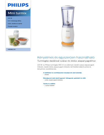 Philips HR2860/55 Mini turmix Údaje o produkte | Manualzz