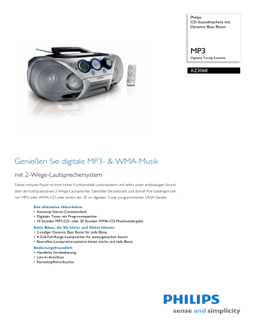 Philips AZ3068/12 CD-Soundmachine Produktdatenblatt | Manualzz