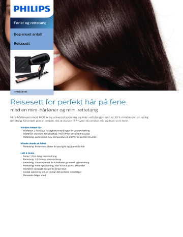 Philips HP8644/40 Føner og rettetang Produktdatablad | Manualzz