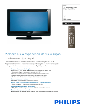 Philips 32PFL3512D/12 Televisor plano e panorâmico Folha de dados do ...