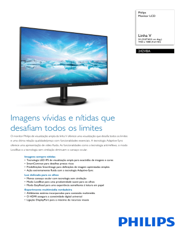 Philips 242V8A/00 Monitor LCD Folha de dados do produto | Manualzz