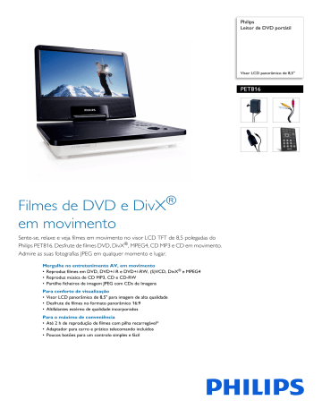 Philips PET816/12 Leitor de DVD portátil Folha de dados do produto | Manualzz