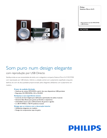 Philips MCM700/12 Sistema Micro Hi-Fi Folha de dados do produto | Manualzz