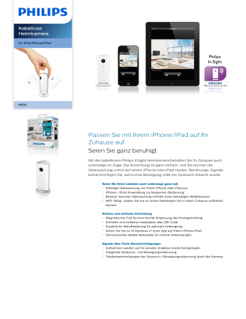 Philips M100/12 Kabellose Heimkamera Produktdatenblatt | Manualzz