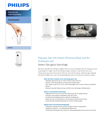 Philips M100D/12 Kabellose Heimkamera Produktdatenblatt | Manualzz