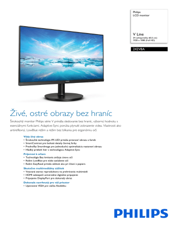 Philips 242V8A/00 LCD monitor Údaje o produkte | Manualzz