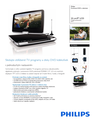 Philips PD9005/12 Prenosné DVD a televízor Údaje o produkte | Manualzz