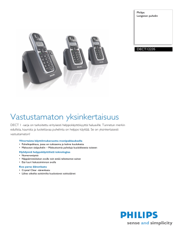 Philips DECT1223S/21 Langaton puhelin Toote andmeleht | Manualzz