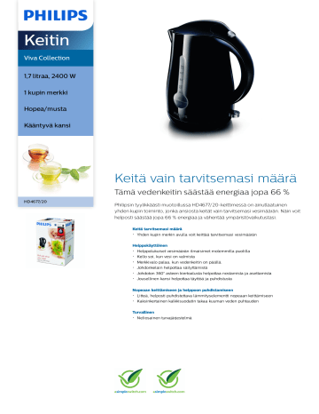 Philips HD4677/20 Keitin Toote andmeleht | Manualzz