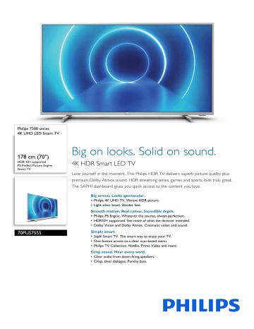 Philips 70PUS7555/12 7500 series 4K UHD LED Smart TV Product Datasheet ...