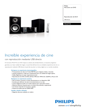 Philips MCD710/55 Microcine con DVD Hoja de datos del producto | Manualzz