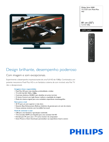 Philips 32PFL5604/78 TV LCD Folha de dados do produto | Manualzz