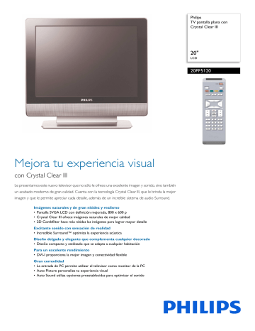 Philips 20PF5120/28 Televisores Flat TV Hoja de datos del producto ...