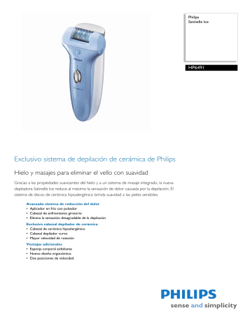 Philips HP6491/00 Satinelle Ice Depiladora Hoja de datos del producto ...