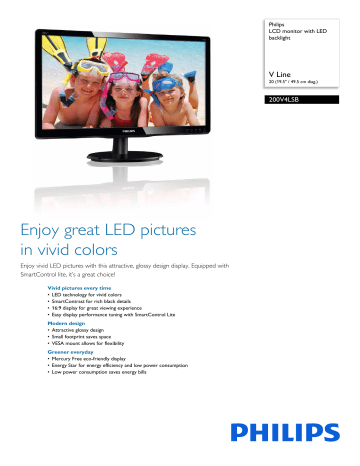 Philips 200V4LSB/73 LCD monitor with LED backlight Product Datasheet ...