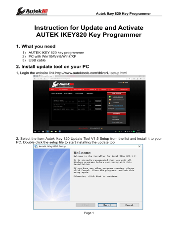 Autek Ikey 820 Instruction For Update And Activate | Manualzz