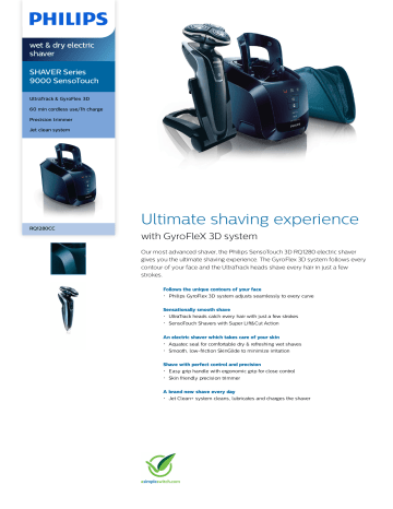 Philips RQ1280/21 Shaver series 9000 SensoTouch Wet & dry electric ...