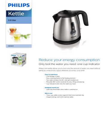 Philips HD4619/20 Mini kettle Product Datasheet | Manualzz