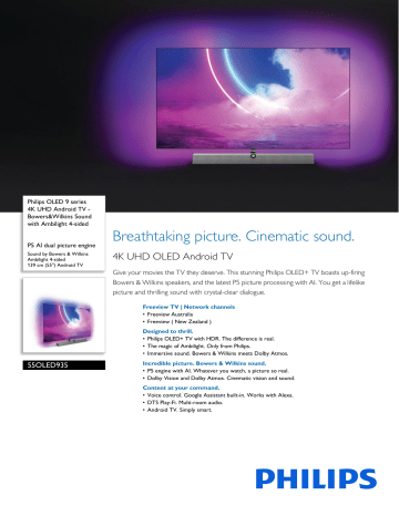 Philips 55OLED935/79 OLED 9 series 4K UHD Android TV - Bowers&Wilkins ...