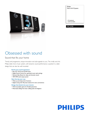 Philips MC235B/37 Micro Hi-Fi System Product Datasheet | Manualzz
