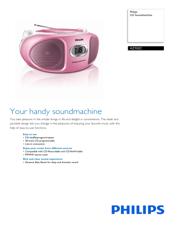 Philips AZ102C/37 CD Soundmachine Product Datasheet | Manualzz