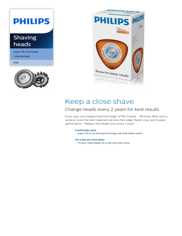 Philips HQ5/11 shaving heads Product Datasheet | Manualzz