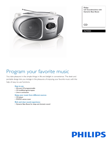 Philips AZ102S/98 CD Soundmachine Product Datasheet | Manualzz