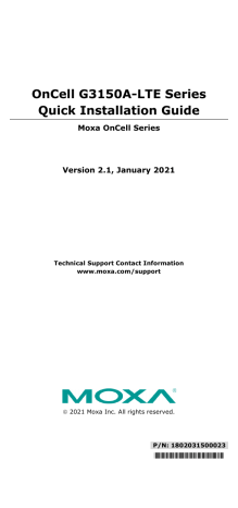 Moxa OnCell G3150A-LTE Series Quick Installation Guide | Manualzz