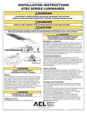 Acuity Brands Lighting ATB2 Series Installation Instructions | Manualzz