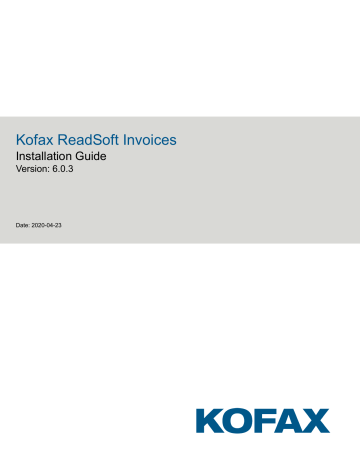 Kofax ReadSoft Invoices 6.0.3 Installation Guide | Manualzz