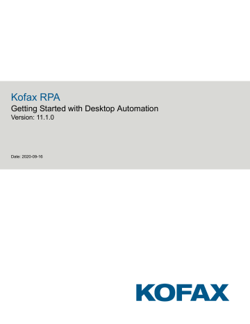 Kofax RPA 11.1.0 Getting Started | Manualzz