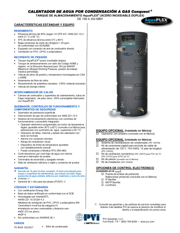 PVI Industries Conquest 100 Especificación | Manualzz