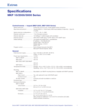 Extron MKP 3000 MAAP Specification | Manualzz