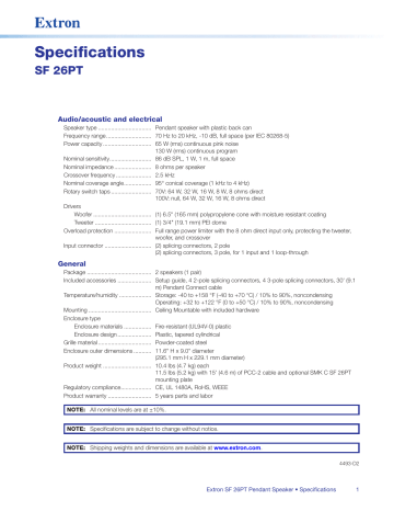 Extron SF 26PT Specification | Manualzz