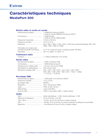 Extron MediaPort 200 spécification | Manualzz