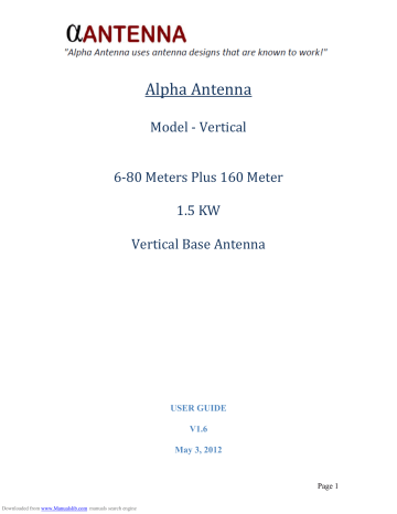 Alpha Antenna AlphaVertical Manual | Manualzz