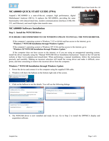 Amptek MCA8000D Quick Start Manual | Manualzz