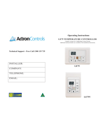 ActronControls LE75 Operating Instructions | Manualzz