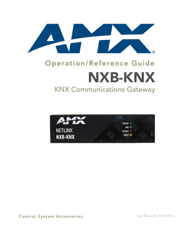 AMX NetLinx NXB-KNX Operation/Reference Manual | Manualzz