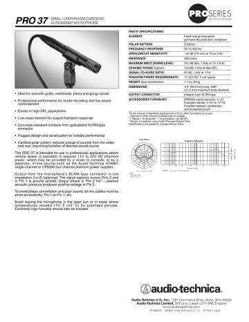 Audio Technica PRO 37 Specifications | Manualzz