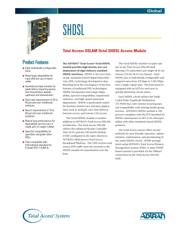 ADTRAN Total Access Octal SHDSL Specification Sheet | Manualzz