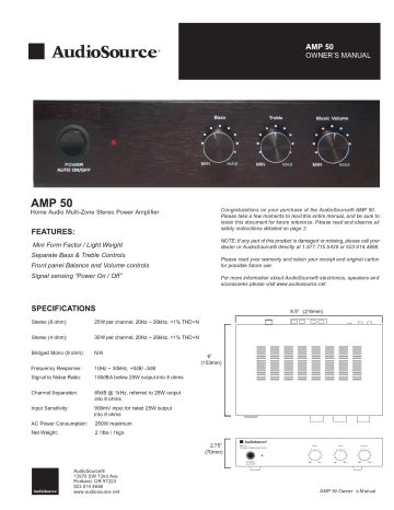 AudioSource AMP 50 Owner's Manual | Manualzz